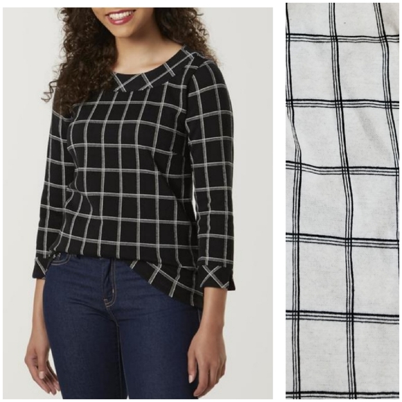 Laura Scott | Tops | Laura Scott Ponte Knit Plaid Top | Poshmark